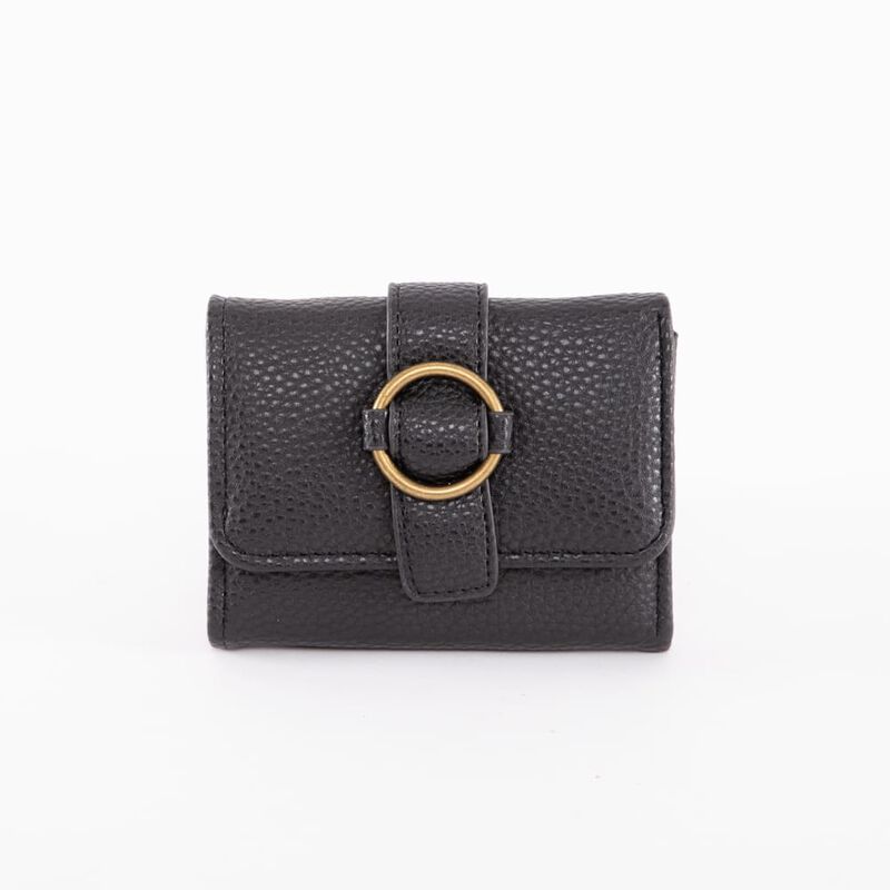 Billetera Buckle Negra Eco Cuero Mujer Portman Club | Abc