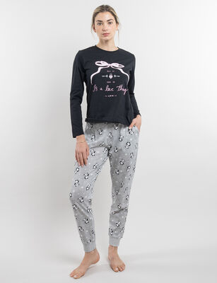 Polera Pijama Mujer Icono Gris, Negro, Rosado 17V73Nvit1