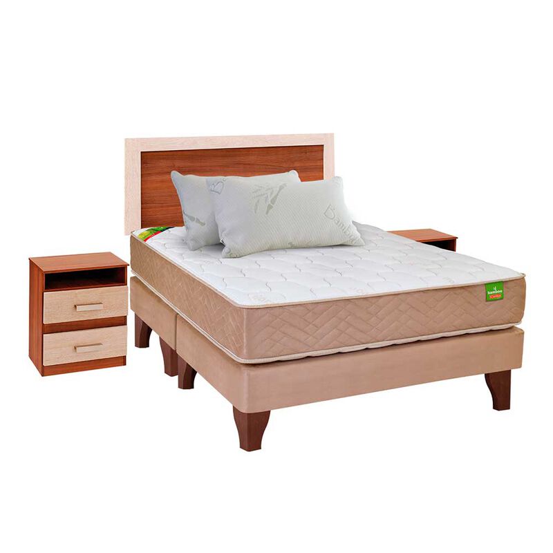 Cama Europea Celta Base Dividida 2 Plazas Bamboo + Respaldo + 2 ...