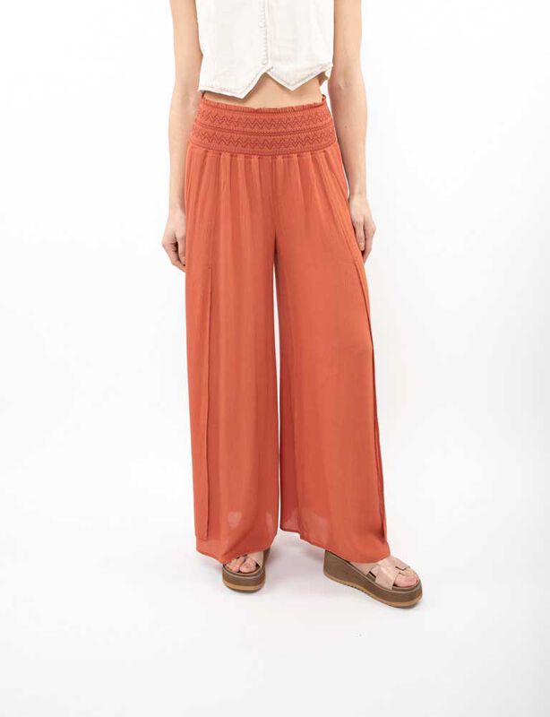 Pantalón Wide Led Pretina Ancha Mujer Alma | Abc