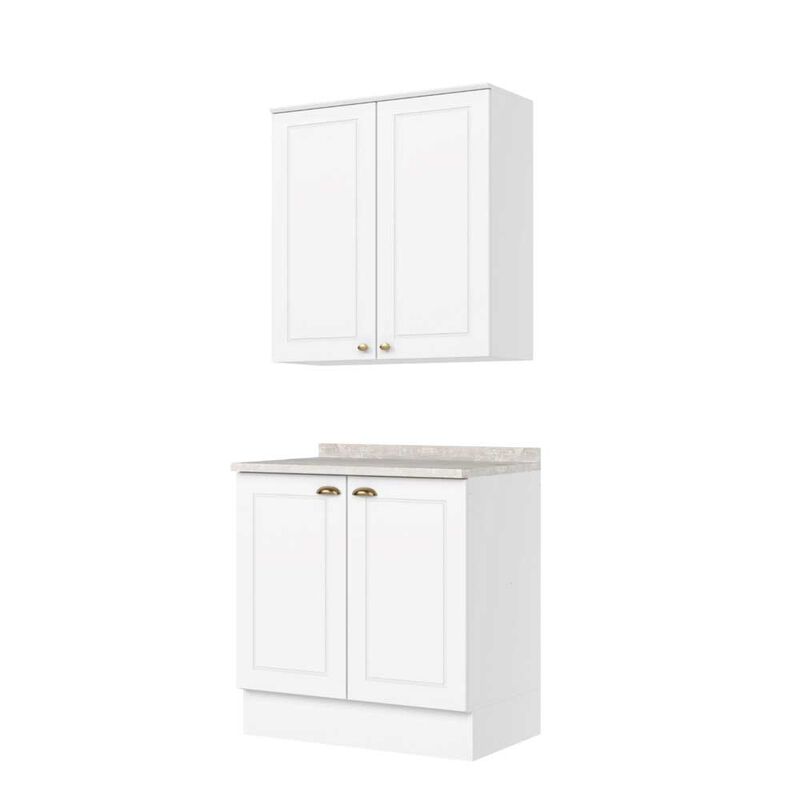 Combo Cocina Mueble Aéreo + Base Home Mobili Americana 80 cm Blanco | Abc