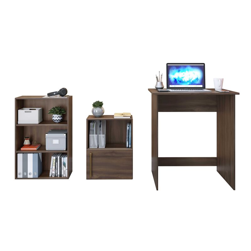 Escritorio + Estante + Librero Mobilo Mini Home Café Wood | Abc