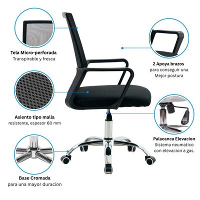 Silla De Escritorio Arthome Santiago Negra