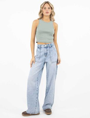 Jeans Wide Leg Mujer Icono Azul, Indigo 37I6Ijn521