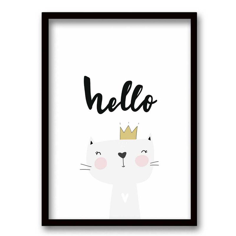 Cuadro Decorativo Retela Cat Hello 70 x 50 cm | Abc
