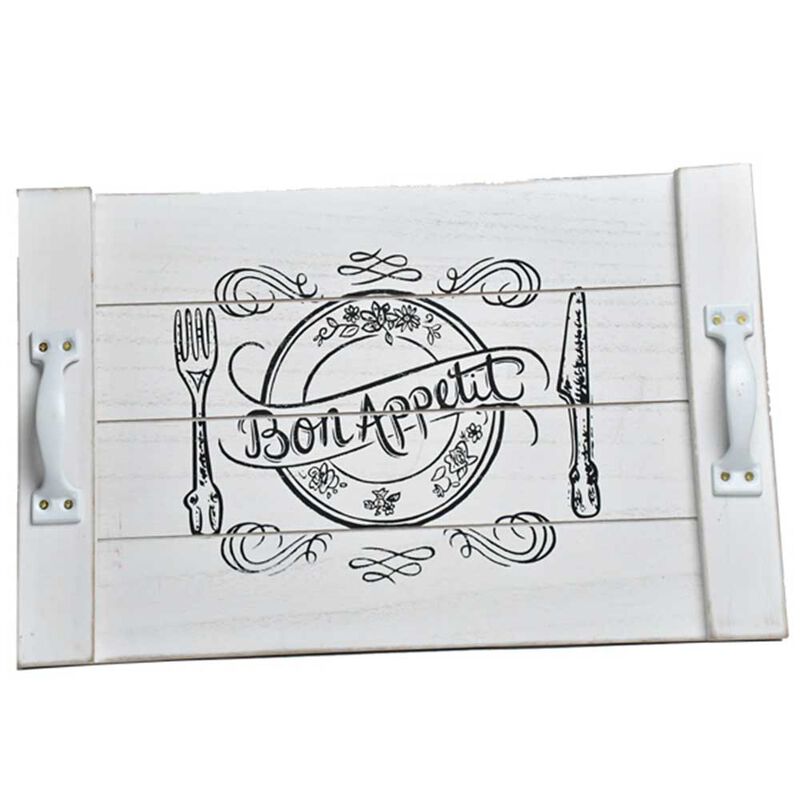 Bandeja Madera Vgo Rectangular 40 x 24 cm Blanco | Abc