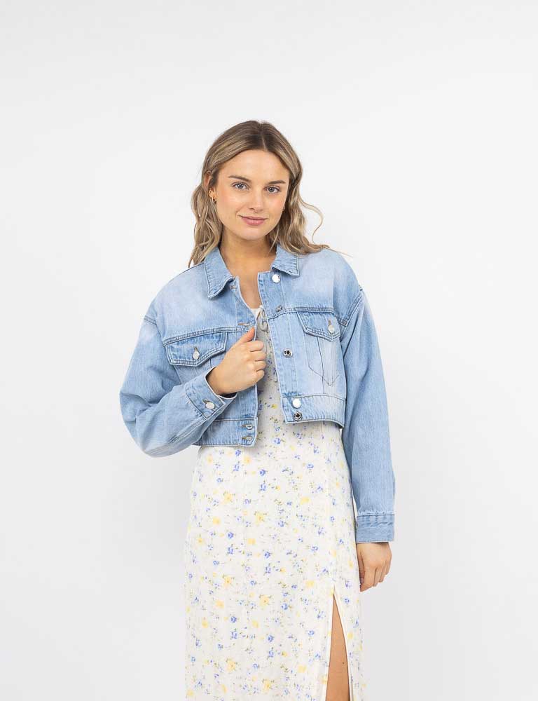 Chaqueta Crop Denim Mujer Icono | Abc