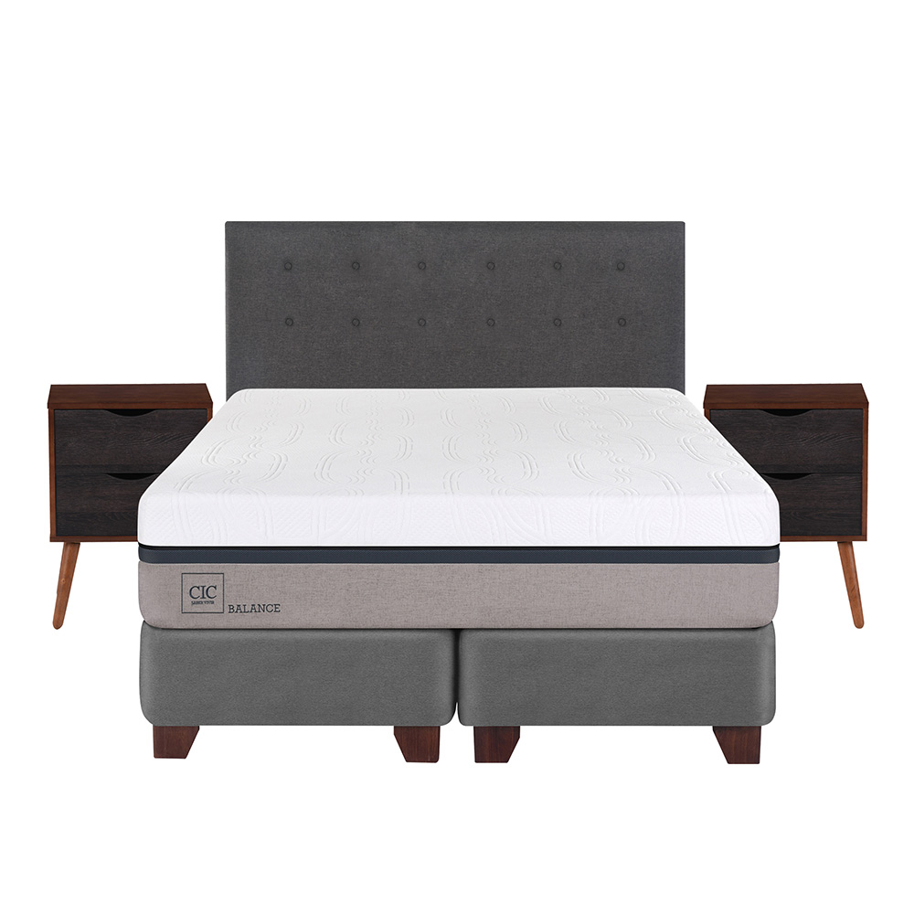 Box Spring Balance 2 Plazas Base Dividida + Mueble + Respaldo Eufrates ...