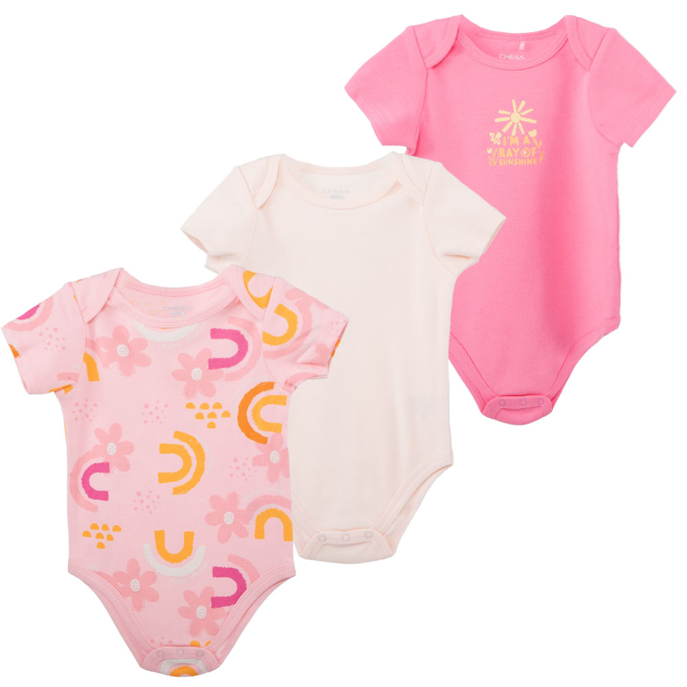 Pack 3 Pilucho Manga Corta de Algodón Chess Baby | Abc