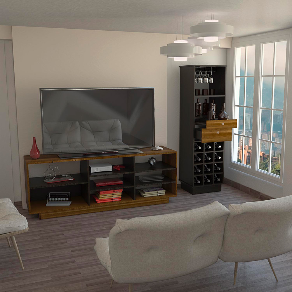 Mueble Bar + Rack TV TuHome Classic | Abc