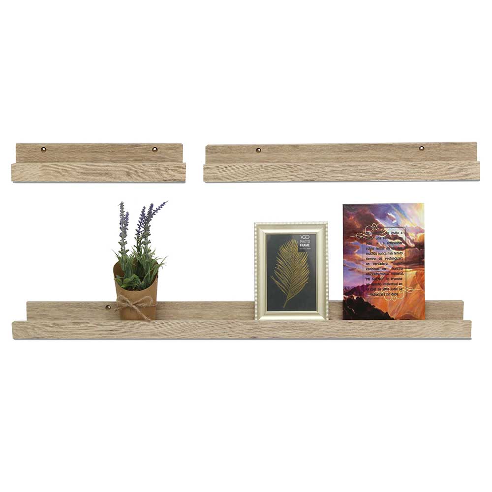 Set 3 Repisas Vgo Madera Natural 32 x 22 cm | Abc