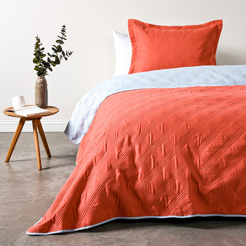 Quilt Liso American Family 1,5 Plazas Bicolor Coral | Abc