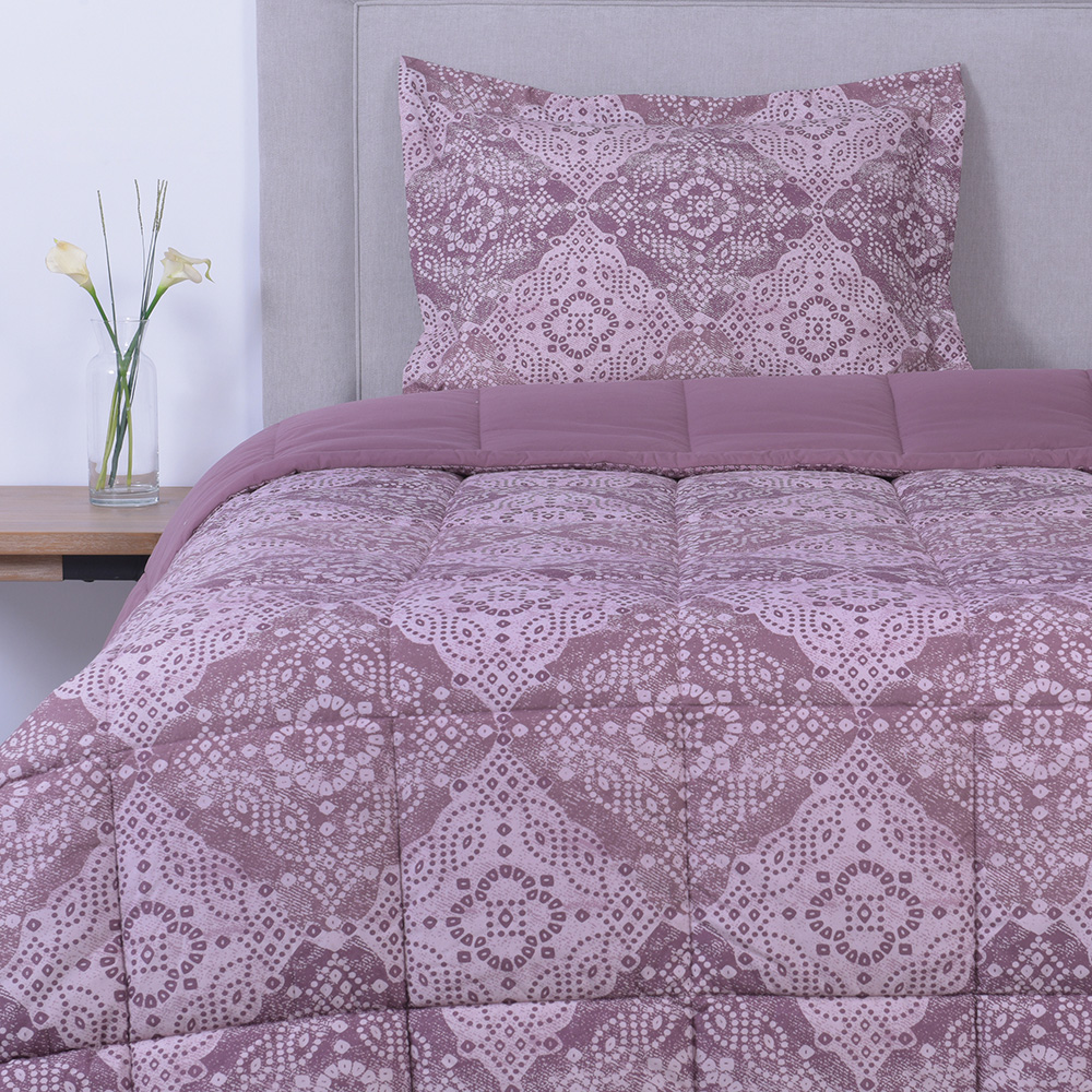 Plumón Estampado Sohome by Fabrics 1,5 Plazas Medallon Burdeo | Abc