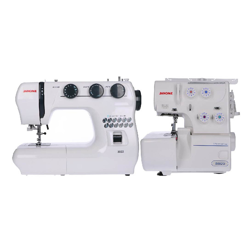 Combo Máquinas de Coser Janome 3022 + Overlock 8002D | Abc