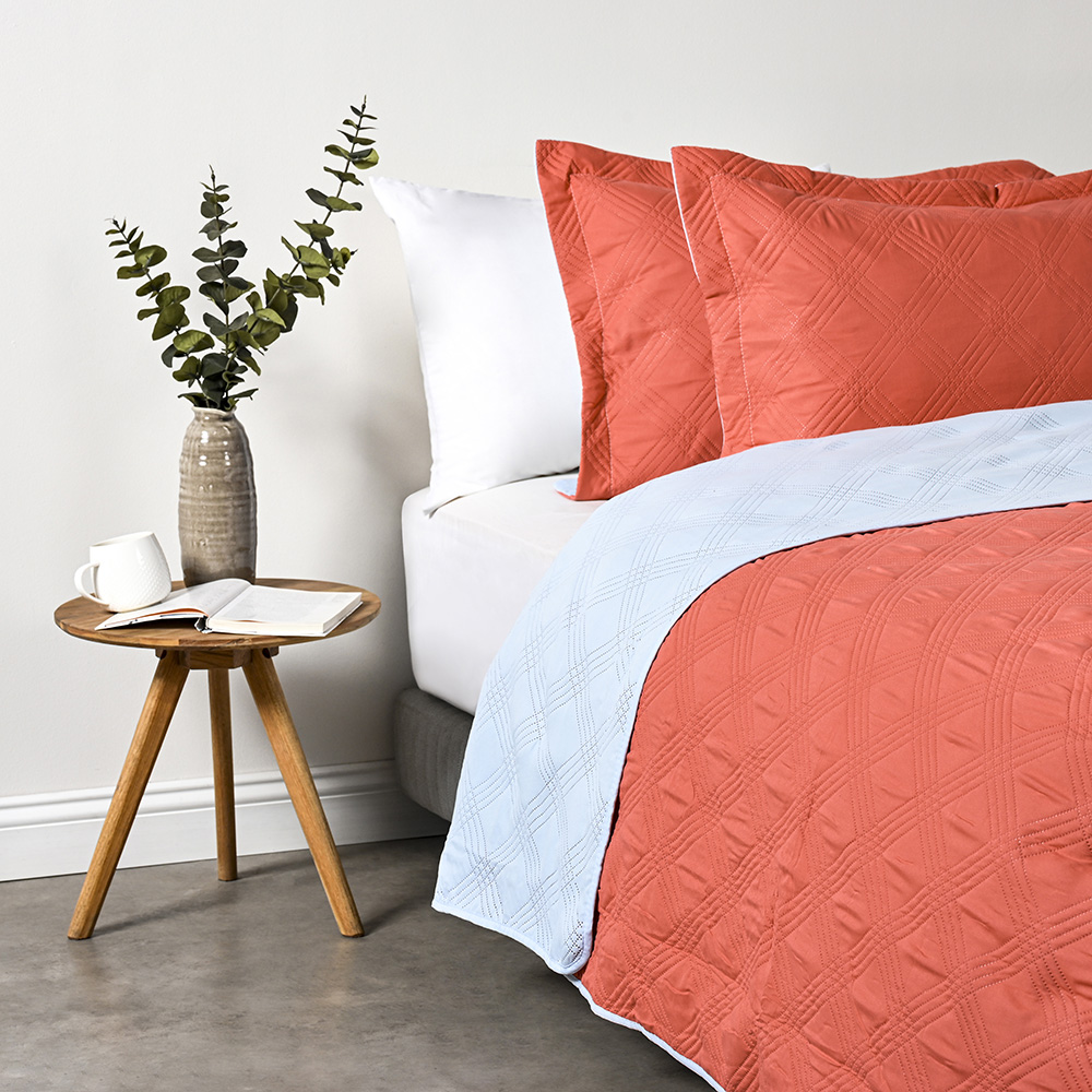 Quilt Liso American Family King Cobalto Coral | Abc