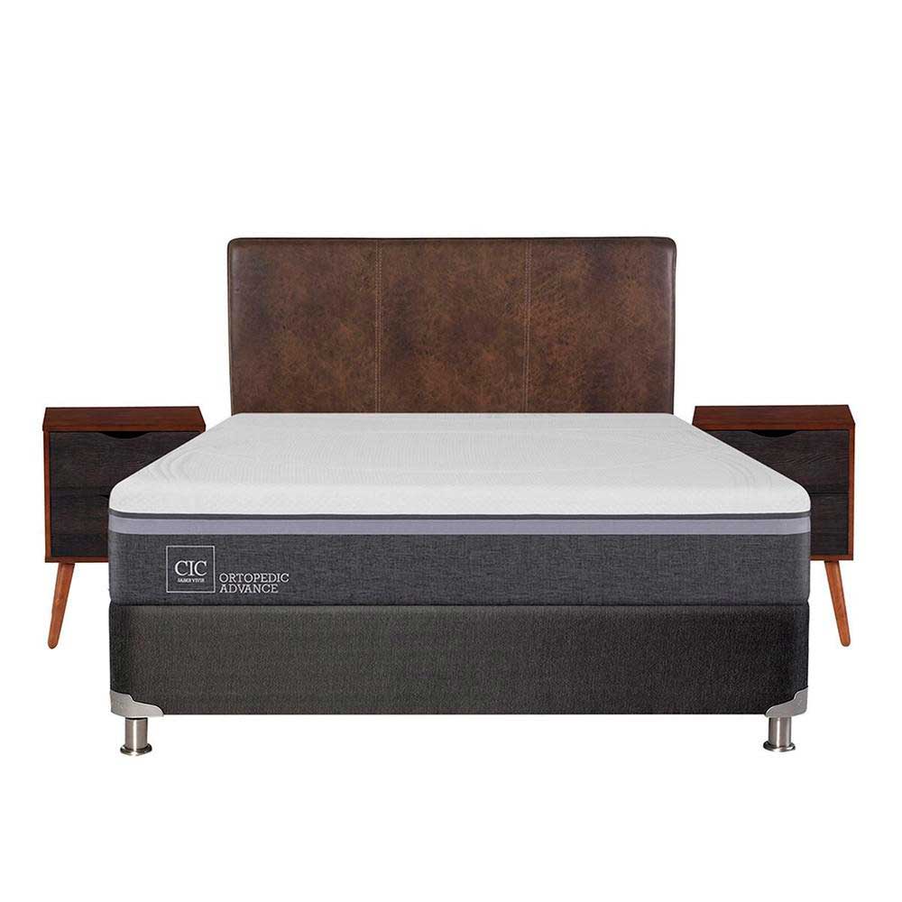 Box Spring CIC 2 Plazas Ortopedic Advance + Respaldo + 2 Veladores ...